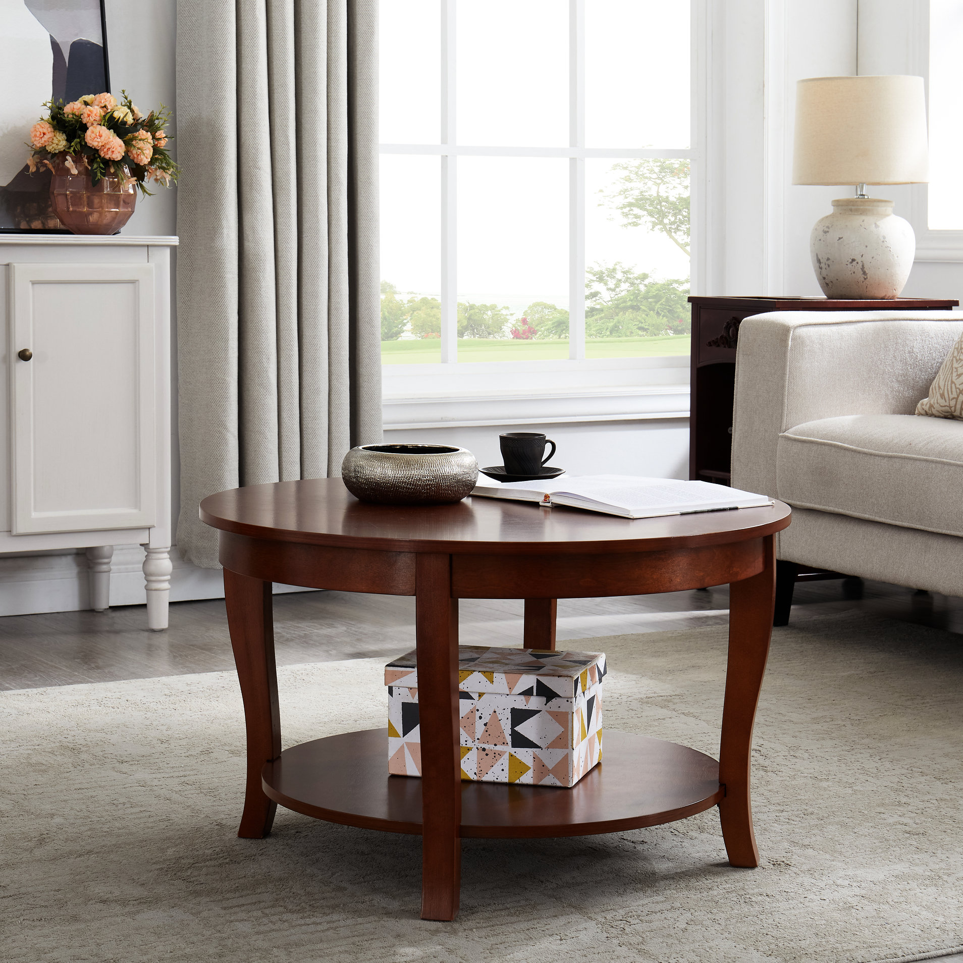 Lark Manor™ Inviting 2 Round Wood Coffee Table - 30x30x18 Inches For ...