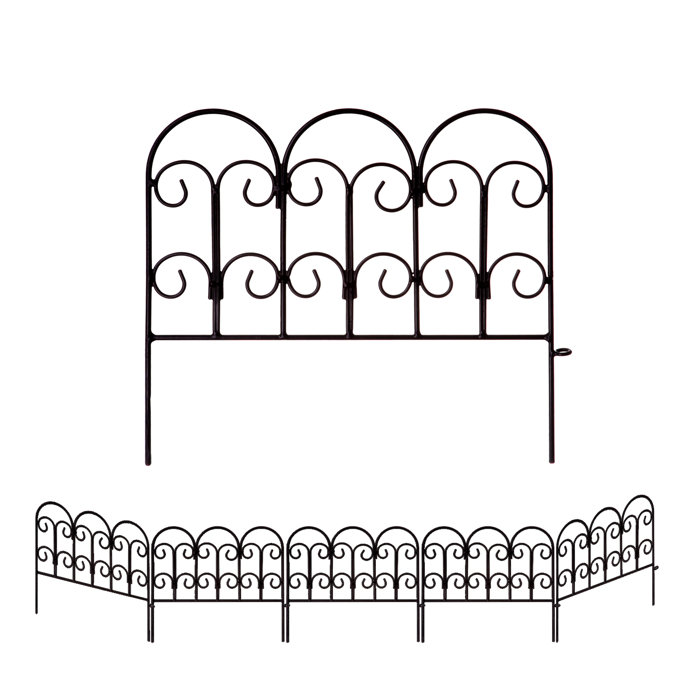 SCENDOR 5 Pcs Decorative Garden Border Fence Panel 18"W x 16"H, Edging ...