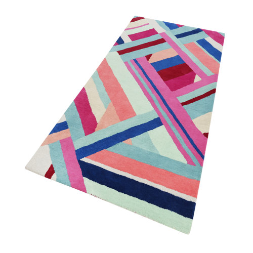 Ebern Designs Herron Handmade Wool Pink Rug | Wayfair.co.uk