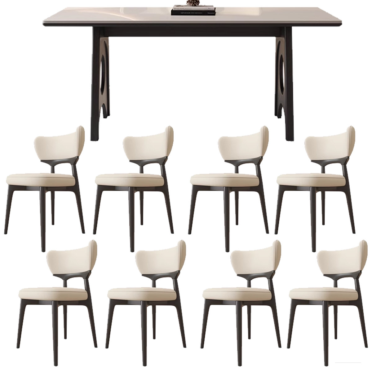 Animoe D Furniture Rectangular Solid Wood Rock Board Dining Table ...