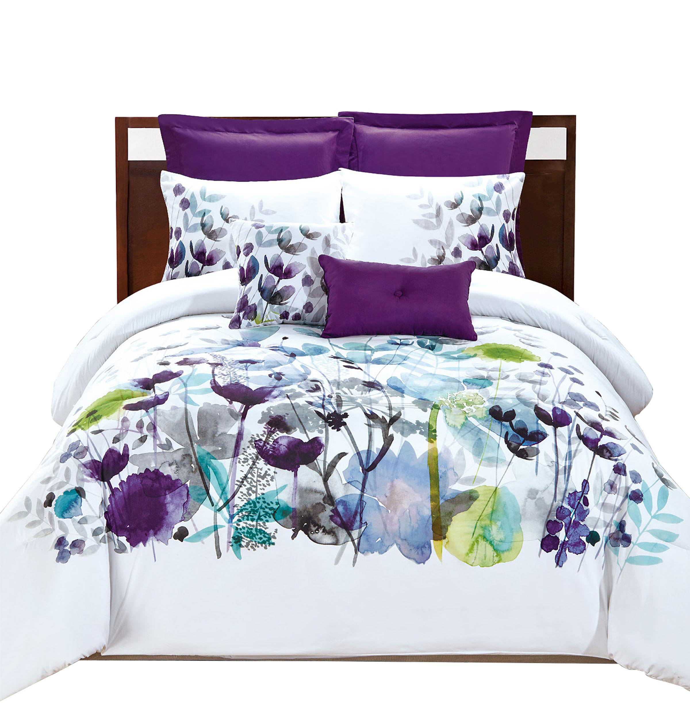 Lady Sandra Flower Multicolor Floral 7 Piece Comforter Set & Reviews ...