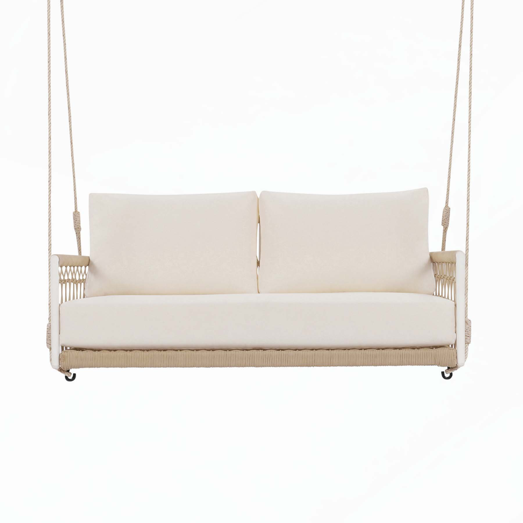Dakota Fields Charming Two-Person Woven Rope Outdoor Swing Sofa with ...