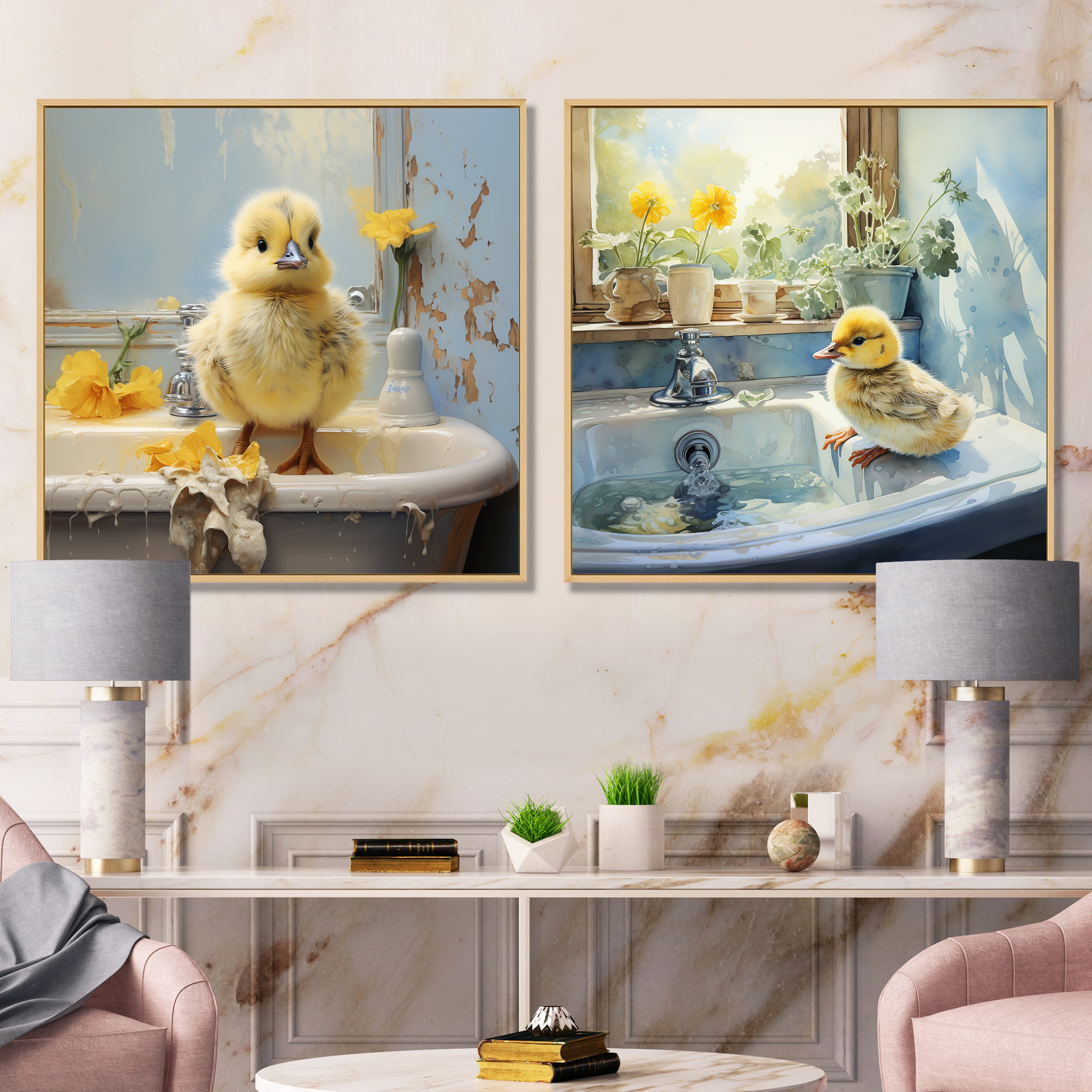 August Grove® Yellow Duck Bathroom Dip IV - Duck Wall Decor Set Of 2 ...
