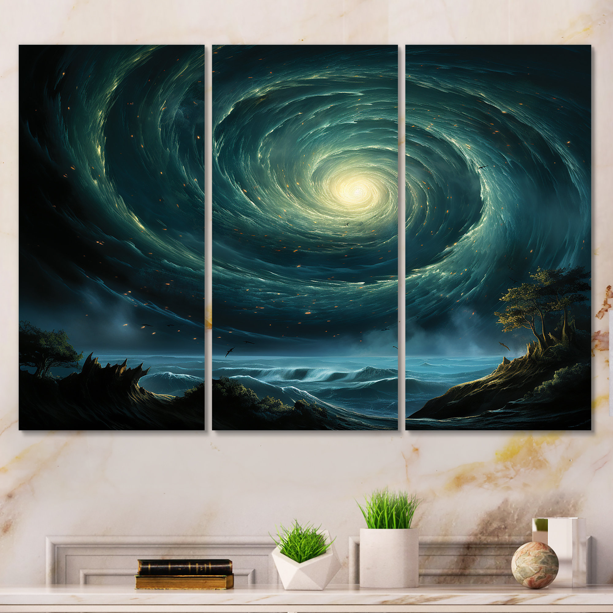 Millwood Pines Green Black Hole Celestial - Space Planet Wall Art | Wayfair