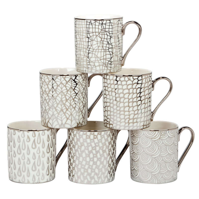 Certified International Mosaic Silver Set of 6 Plated Can Mugs 16ox ...