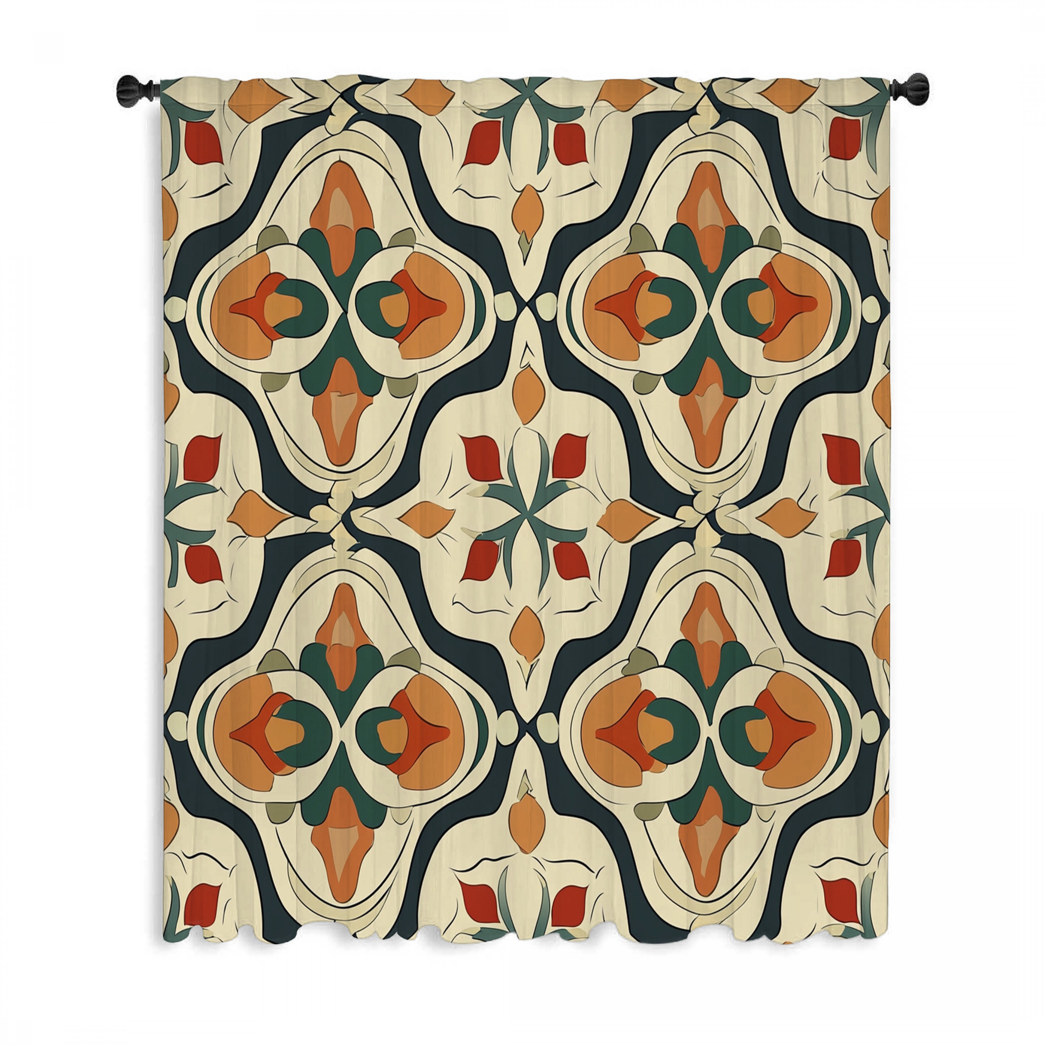 Dakota Fields Tile Pattern Window Curtains, Abstract Blockout & Sheer ...