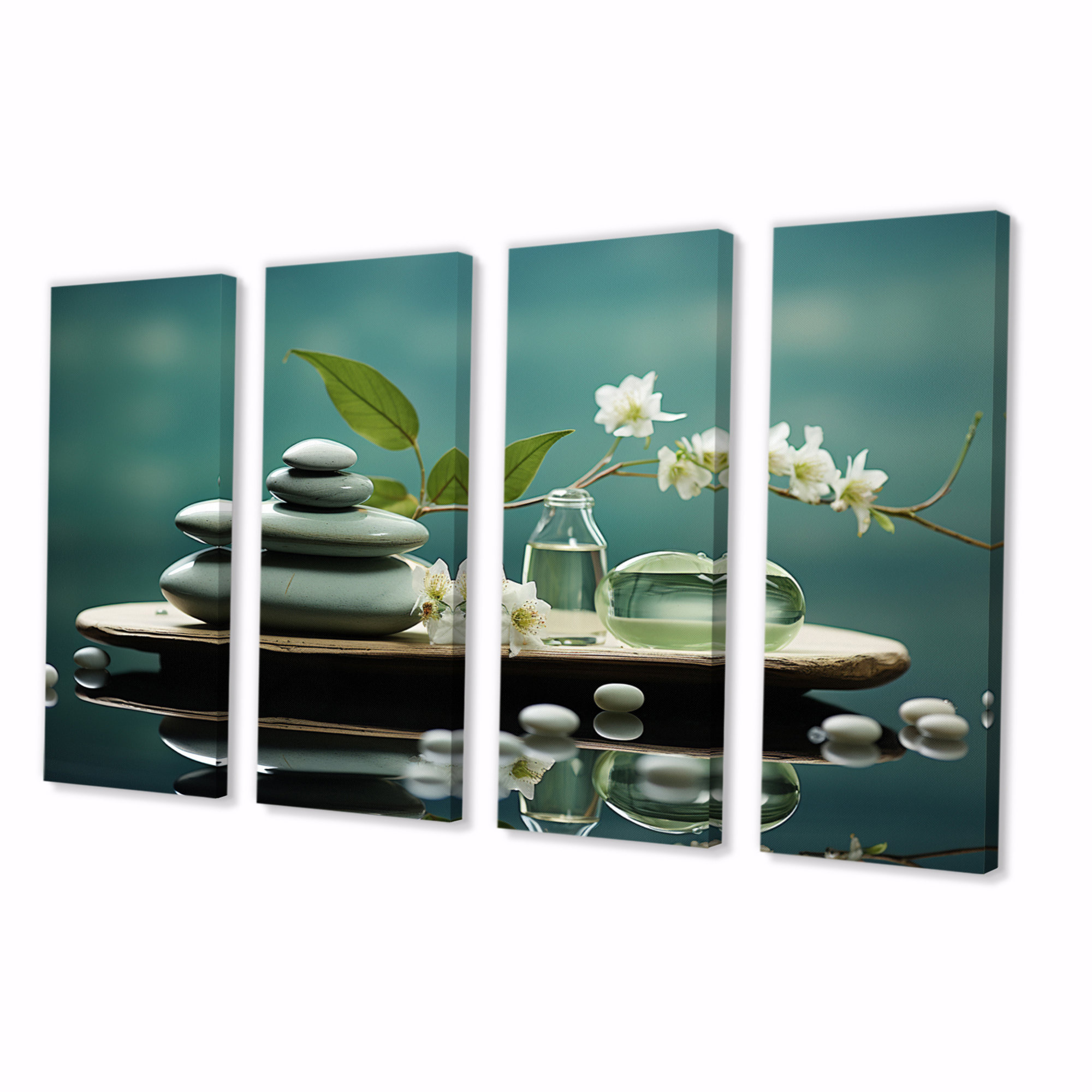 Ebern Designs Gray Green Meditation Abstract Serenity III - 4 Piece ...