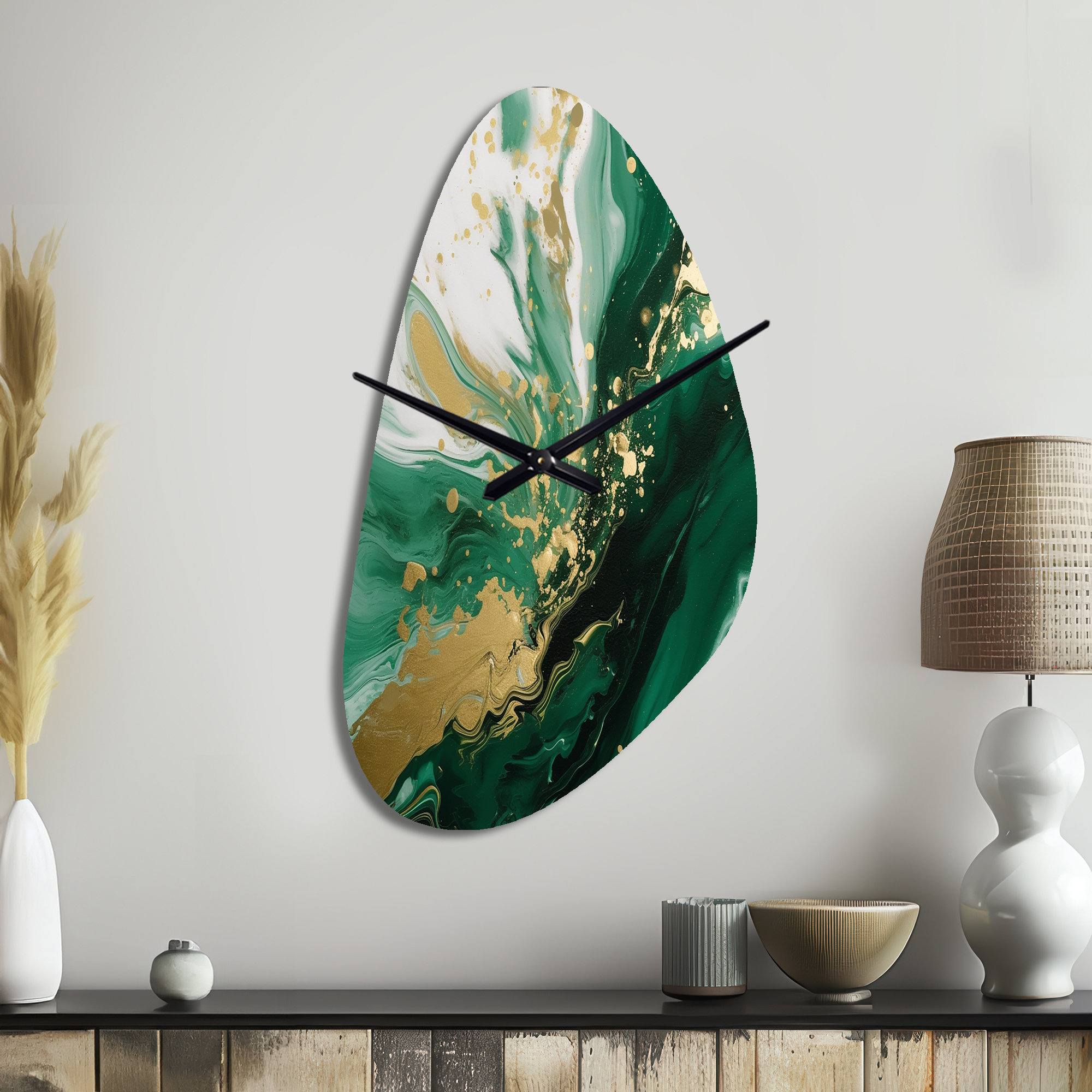 Design Art Green And Gold Serene Cascade III - Fall Shape Unique ...