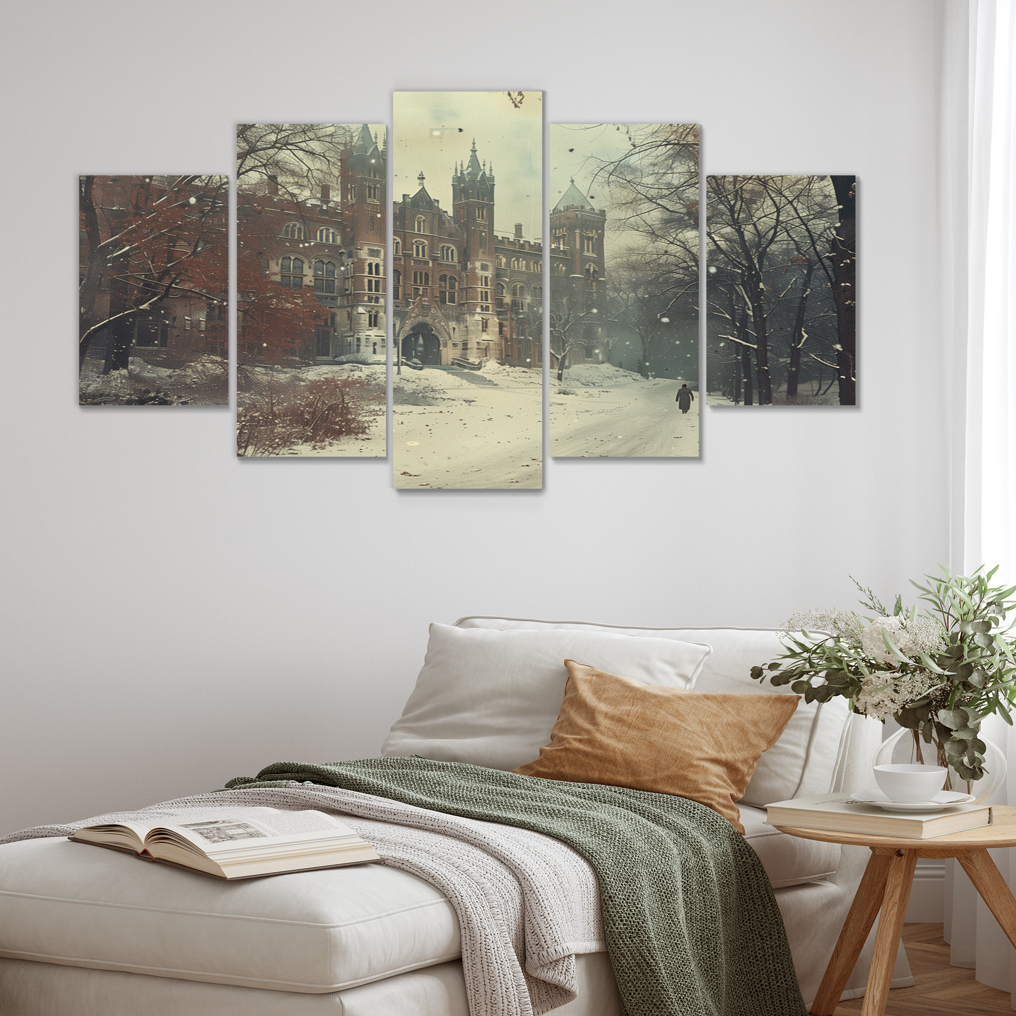 Design Art Monochrome Grey University Buildings Winter Charm - College ...