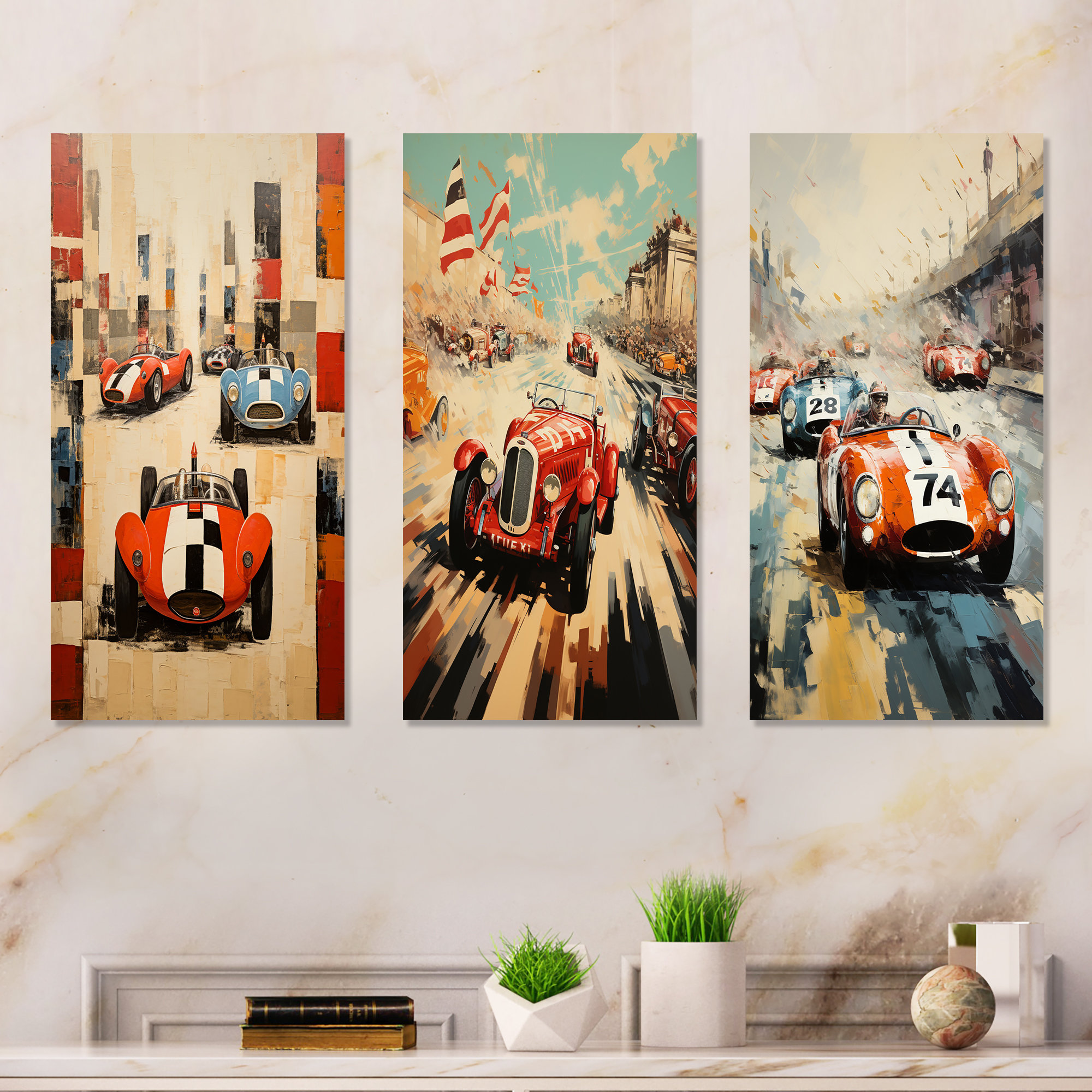 Red Barrel Studio® Vintage Race Car Rally I - Race Tracks Canvas Art ...