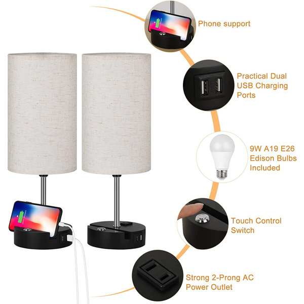 Ebern Designs Omender Metal USB Table Lamp | Wayfair