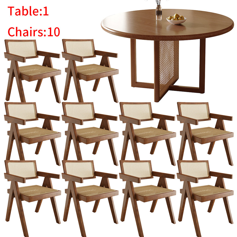 Brishher Japanese solid wood round dining table set | Wayfair