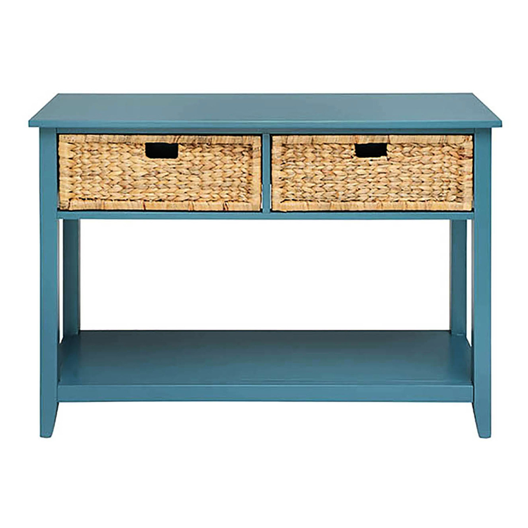 Dovecove Teal Console Table With 2 Drawers And Bottom Shelf Storage ...
