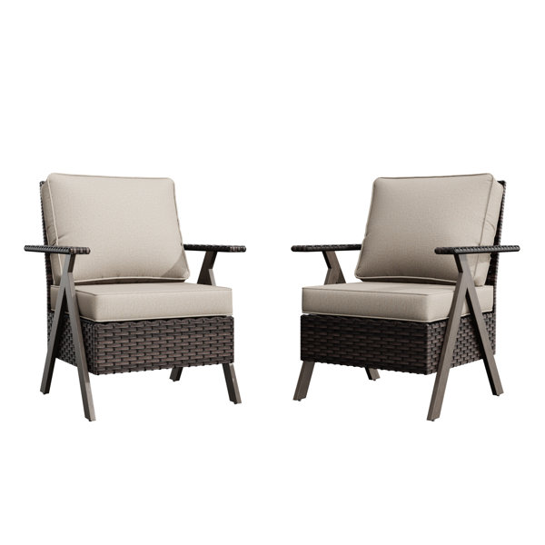 George Oliver R-Shaped Rattan Armrest Chairs | Wayfair