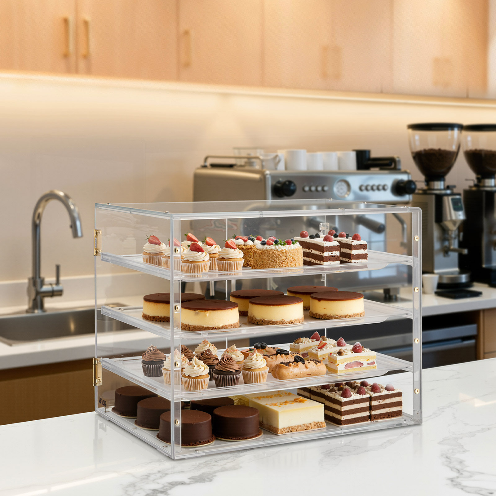 Prep & Savour Bakery Display Case, 4-Tier Commercial Countertop Pastry ...