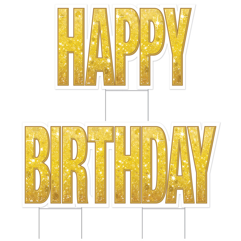 Orren Ellis Plas Jumbo Happy Birthday Yard Sign Set | Wayfair