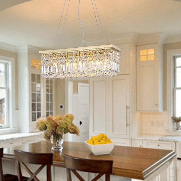 Mercer41 Kearan 5 - Light Kitchen Island Dimmable Rectangle Chandelier ...