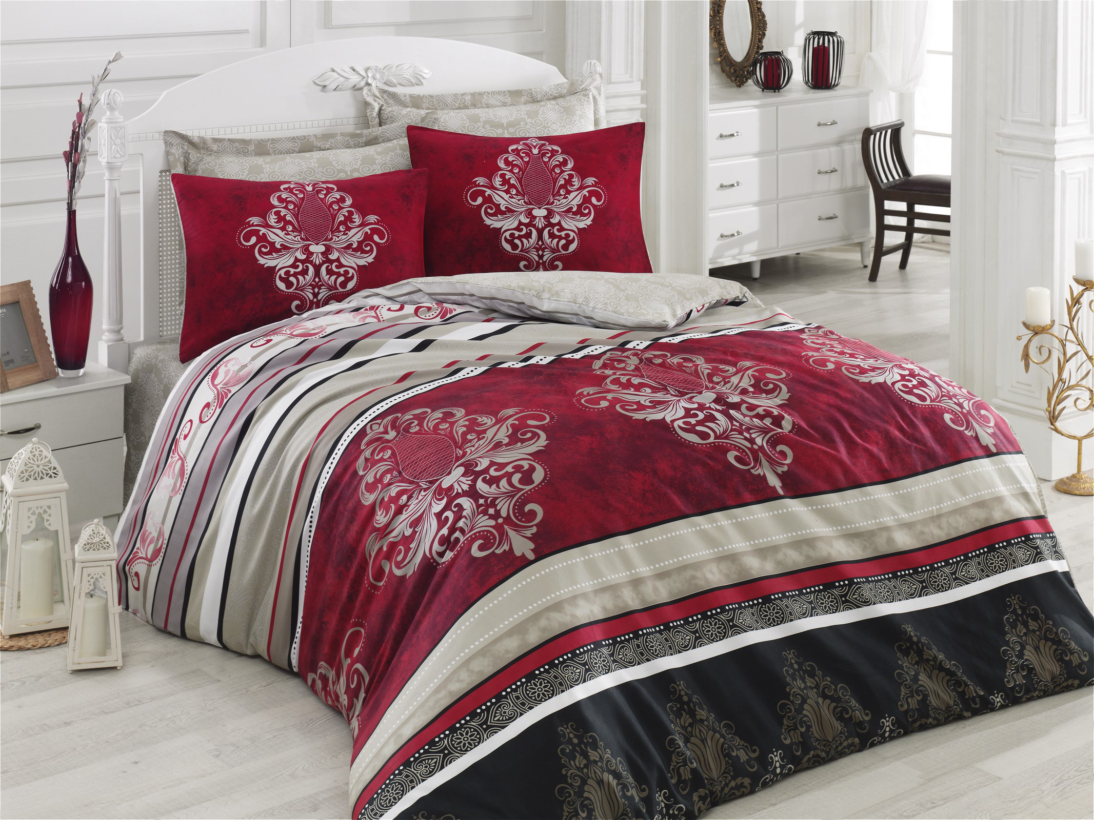 Asir Group INC Kober Red/Cream/Black 100% Cotton Duvet Cover Set | Wayfair