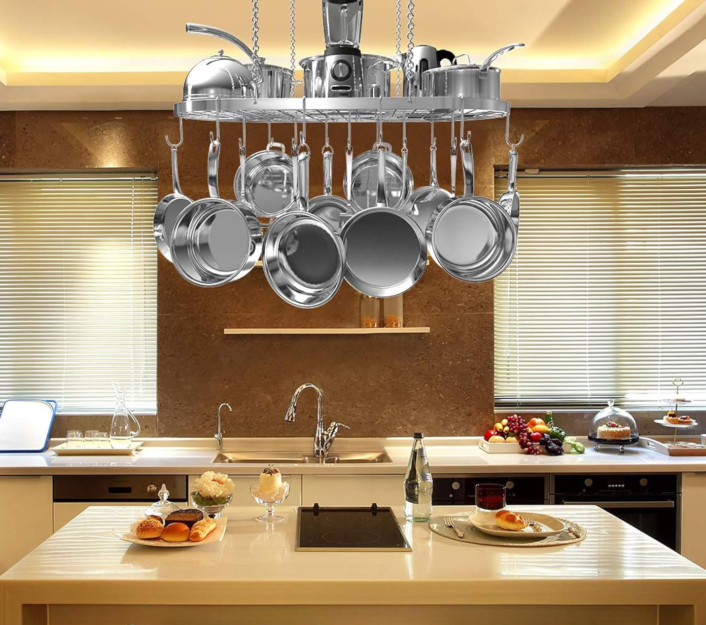 Mint Pantry® Metal Oval Hanging Pot Rack | Wayfair