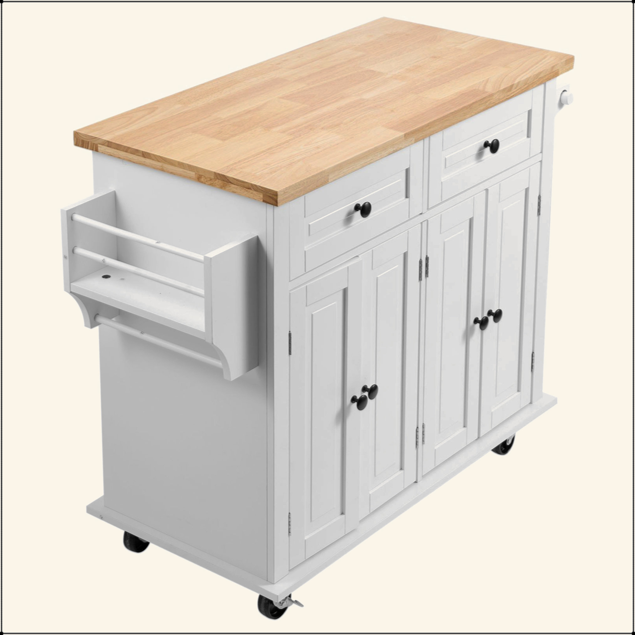 Ophelia & Co. Kitchen Island Cart With Solid Wood Top, 35.4" Width ...
