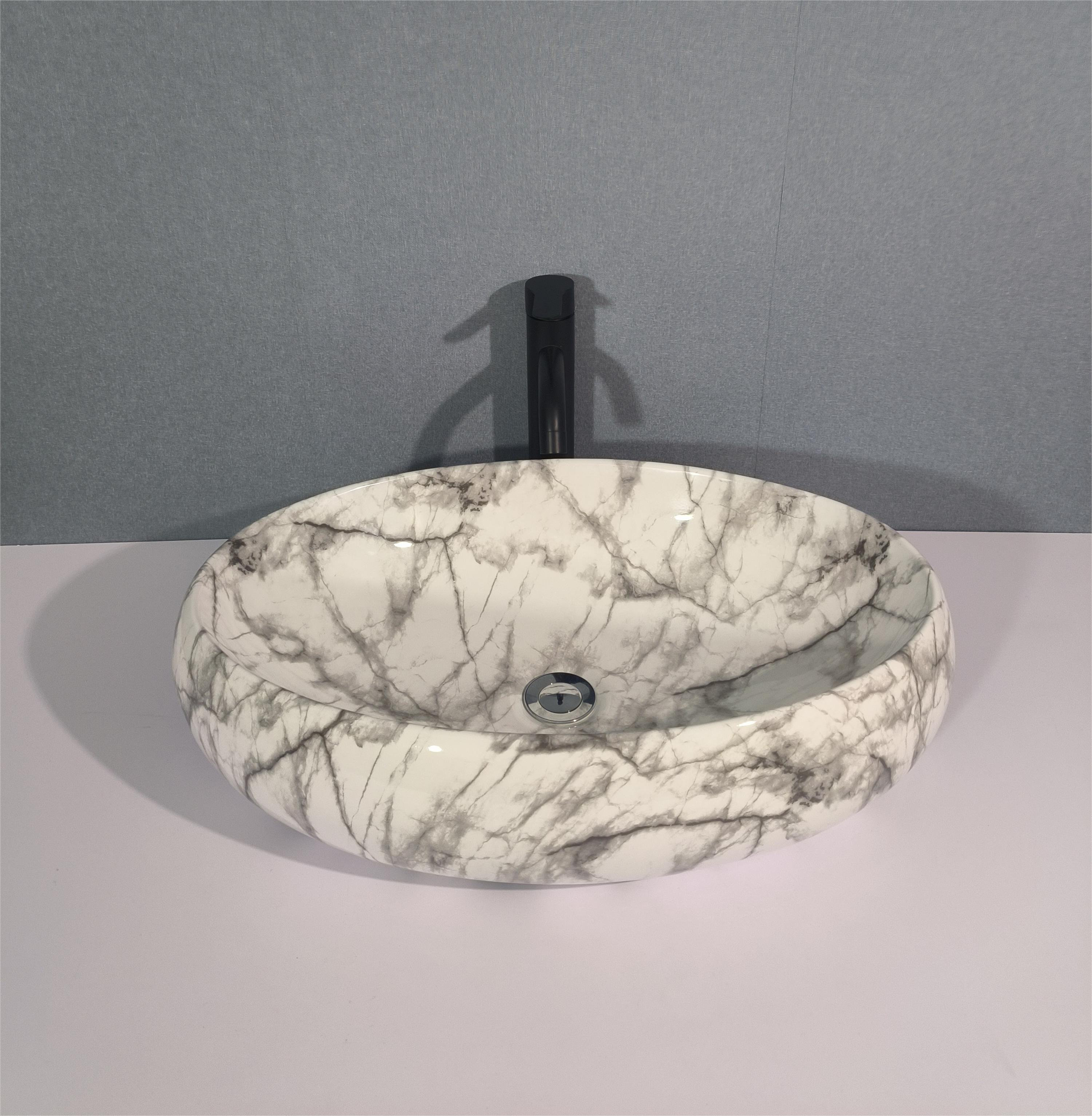 QieRao 16'' Marble Ceramic Oval Bathroom Sink | Wayfair