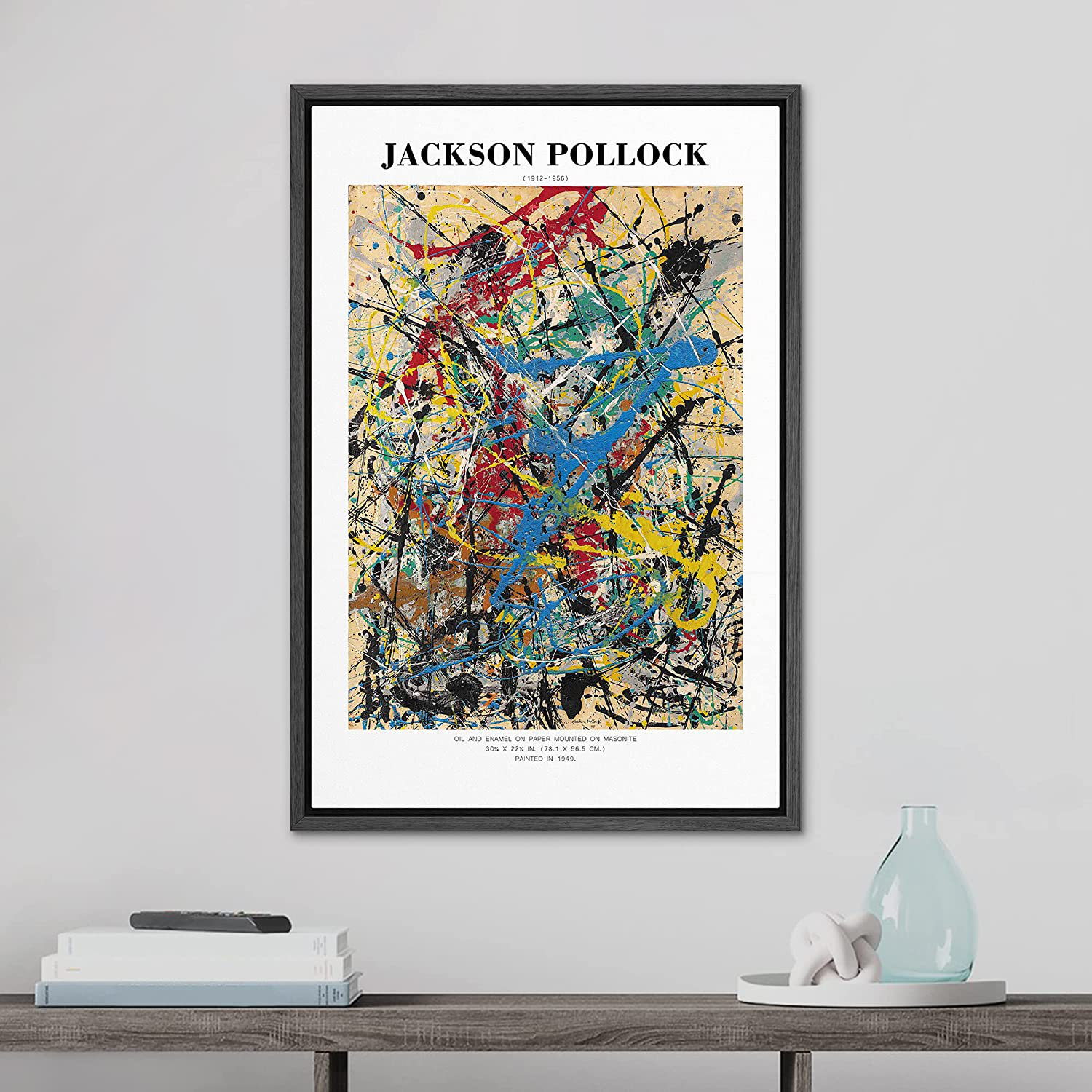 SIGNLEADER Framed Canvas Print Wall Art Jackson Pollock Vibrant Paint ...