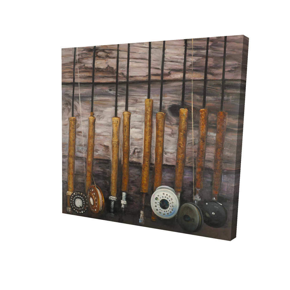 Begin Edition International Inc. Fishing Rods On Wood - 08X08 Print On ...