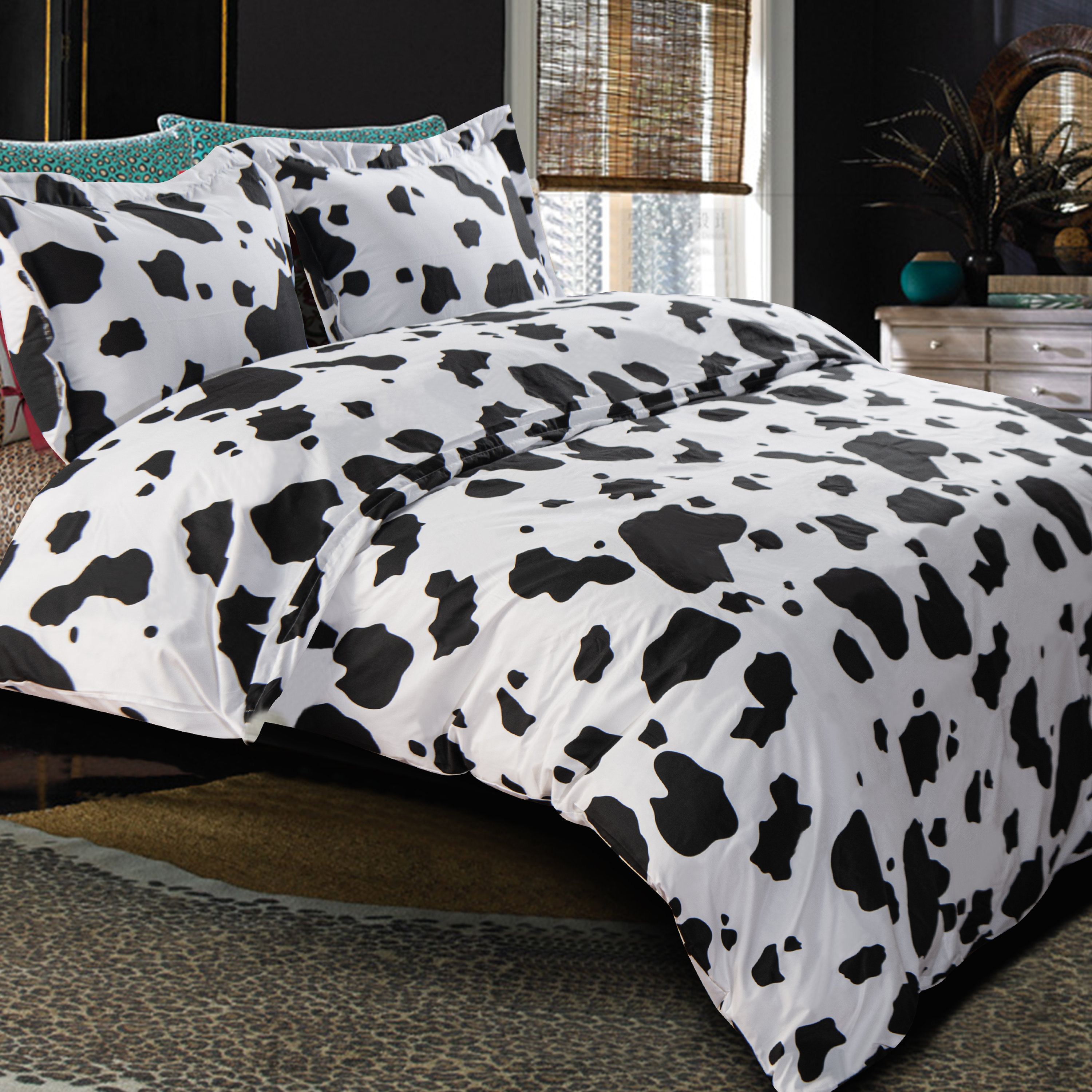NTBAY 3 Pieces Duvet Cover Set, 100% Brushed Microfiber Cow Printed ...
