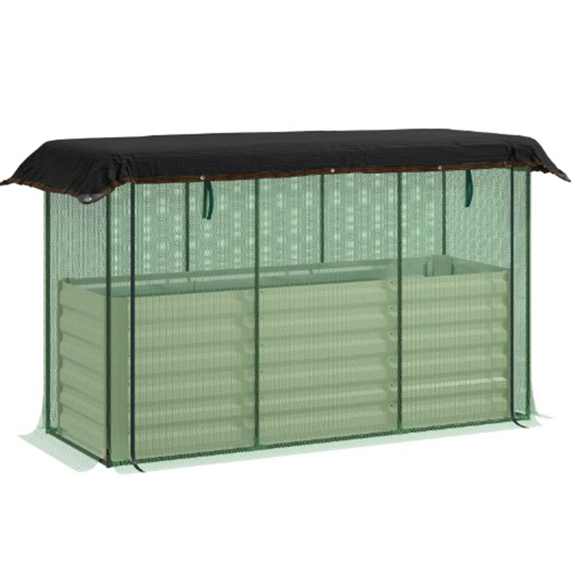 17 Stories Galvanized Steel Planter Box,Crop Cage and Shade Cloth with ...