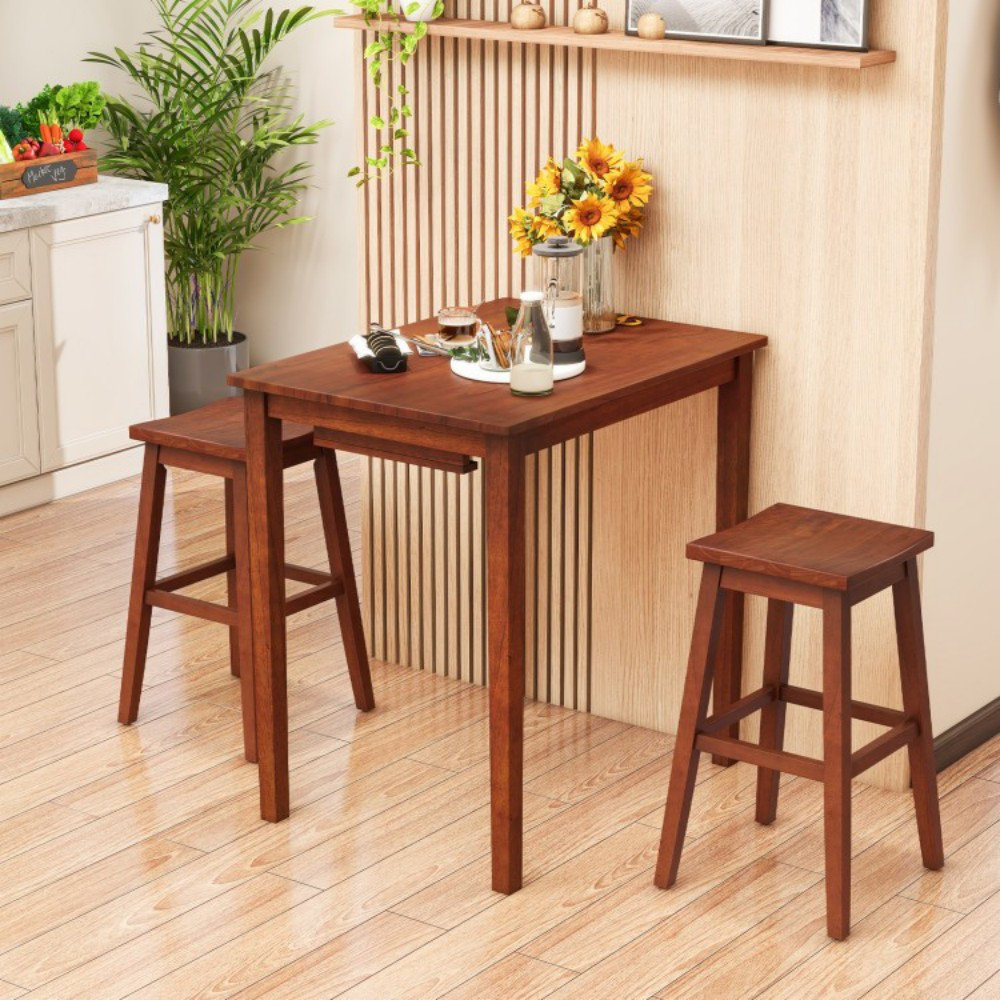 Latitude Run® 3-Piece Bar Table Set with Pub Table and 2 Saddle Stools ...