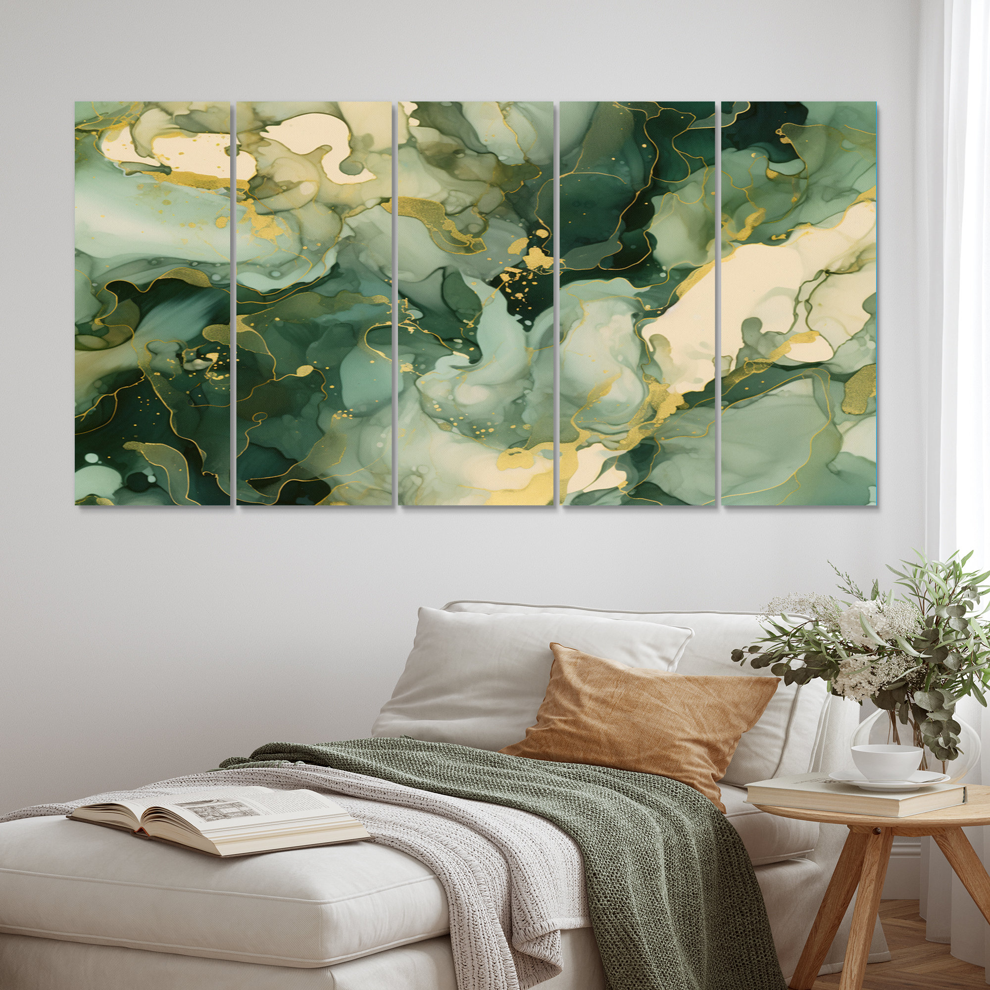 Mercer41 Green Luxury Abstract Fluid Art I - Fractals Metal Wall Decor ...