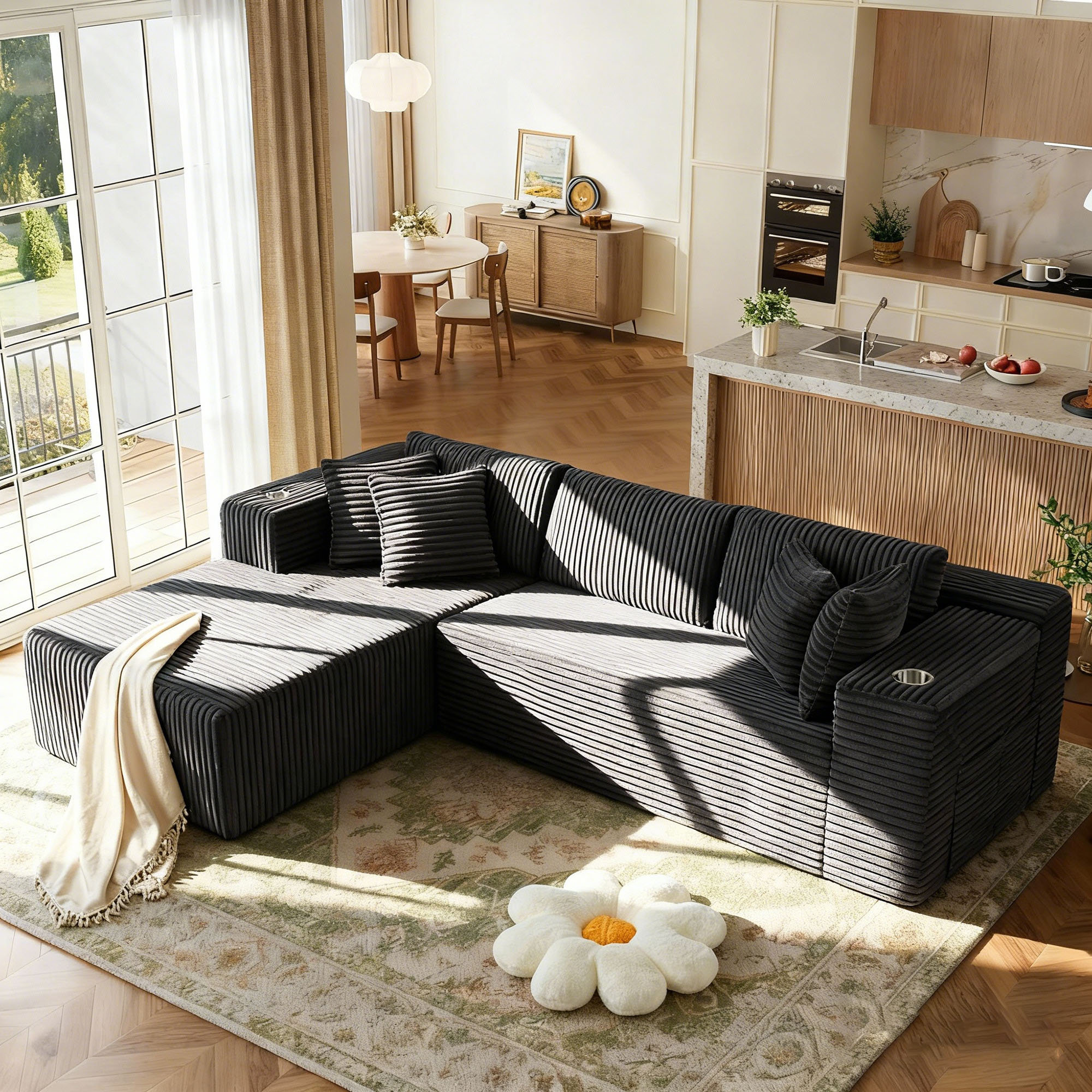 Latitude Run® 105" L-Shape Sectional, 3 Seat Oversized Couch with ...