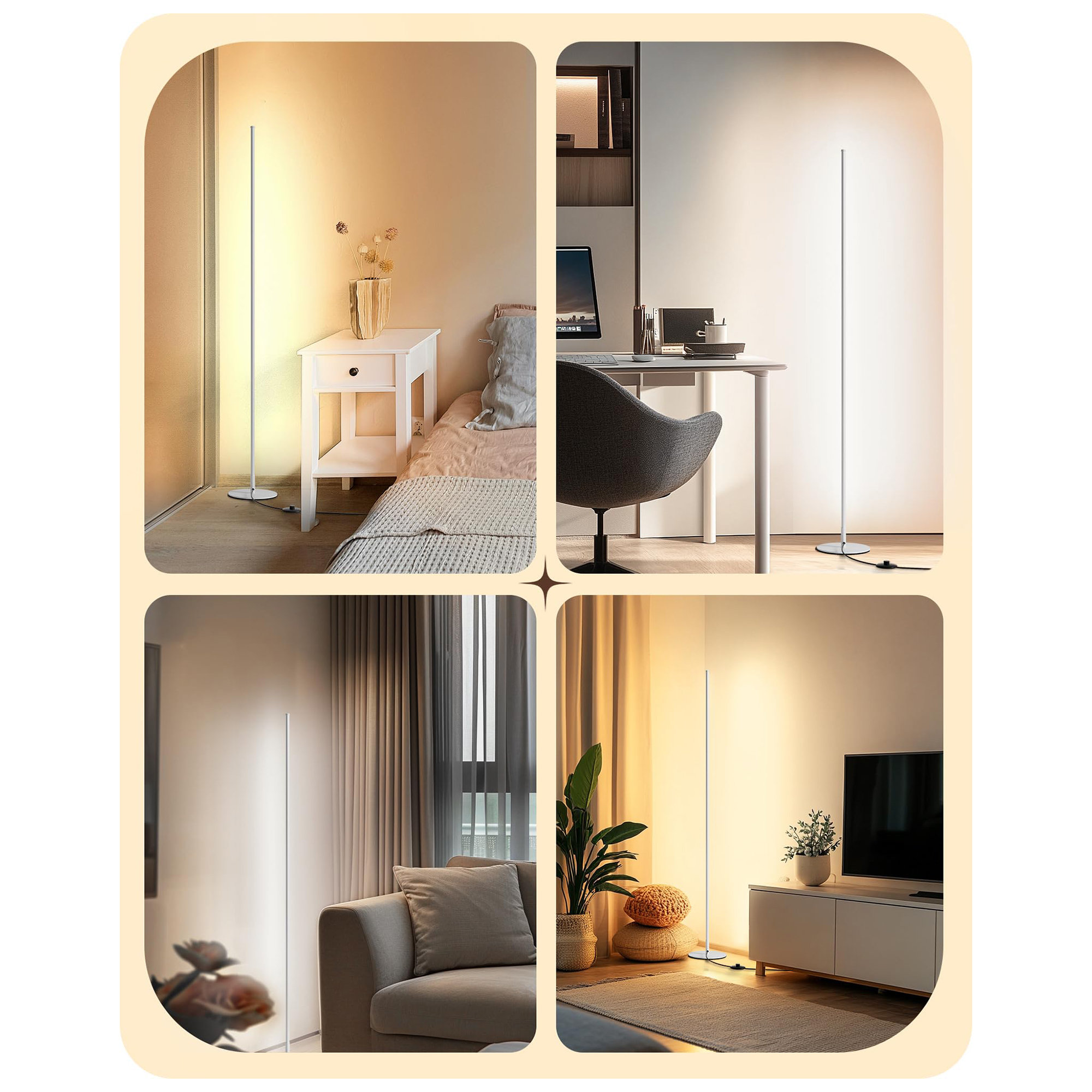 Brayden Studio® Set of 2 LED Corner Floor Lamps with Remote - 57.5 ...