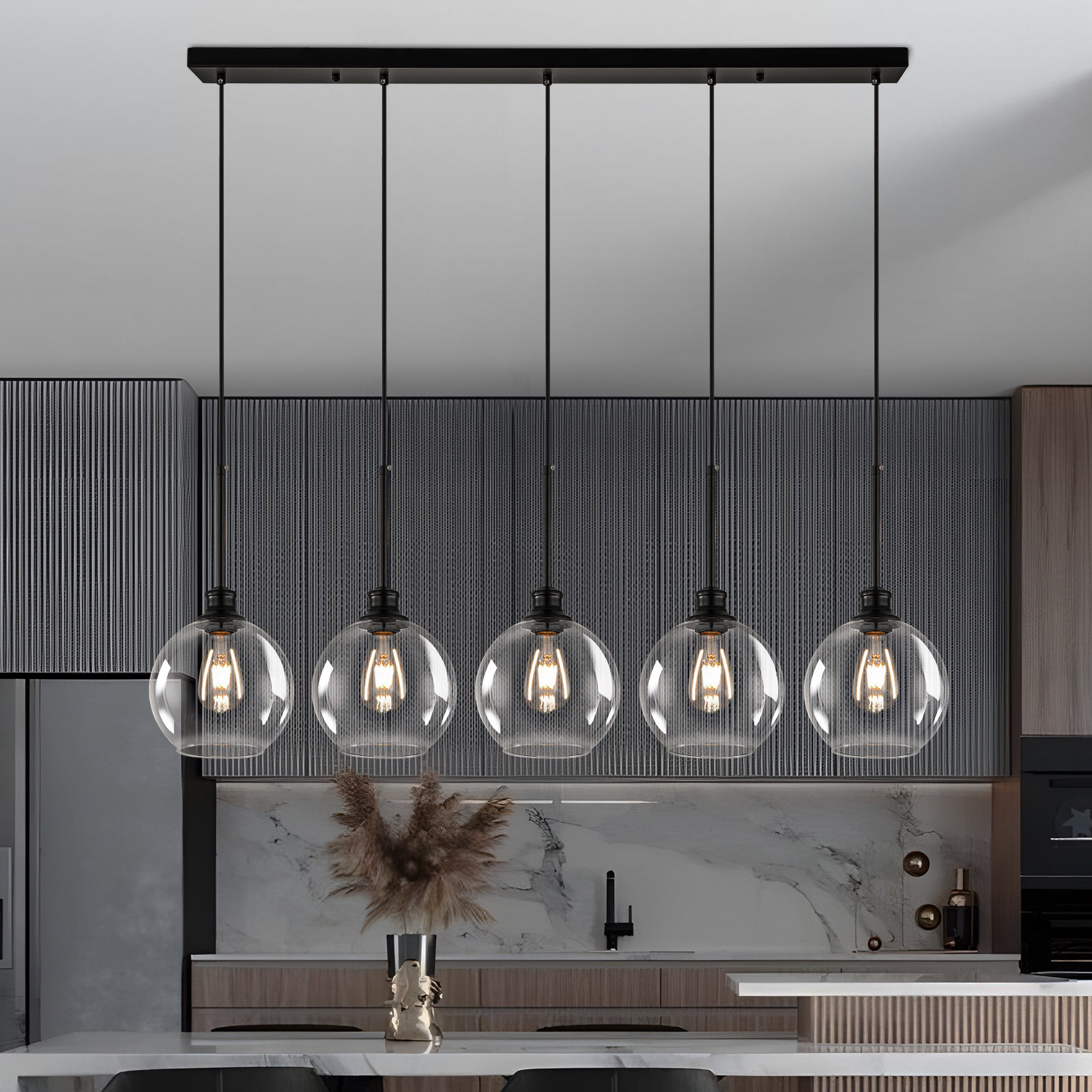 Breakwater Bay Concow 5 - Light Matte Black Kitchen Island Pendant ...