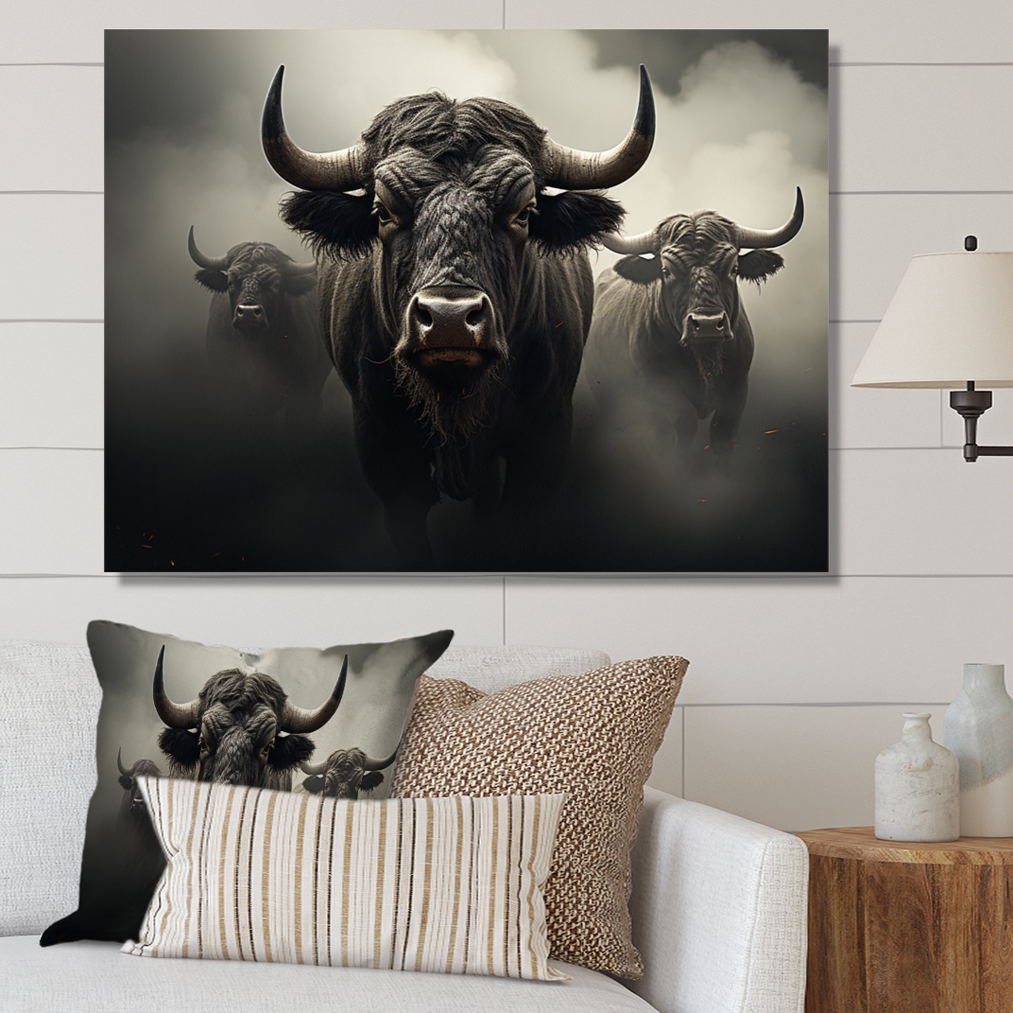 Union Rustic Gray Buffalo Gentle Guardians II Framed On Canvas Print ...