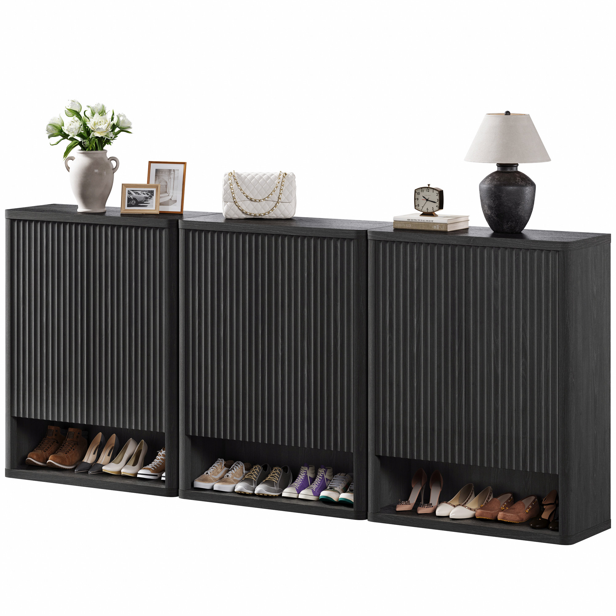 Latitude Run® Cesiro 24 Pair Shoe Storage Cabinet With Adjustable ...