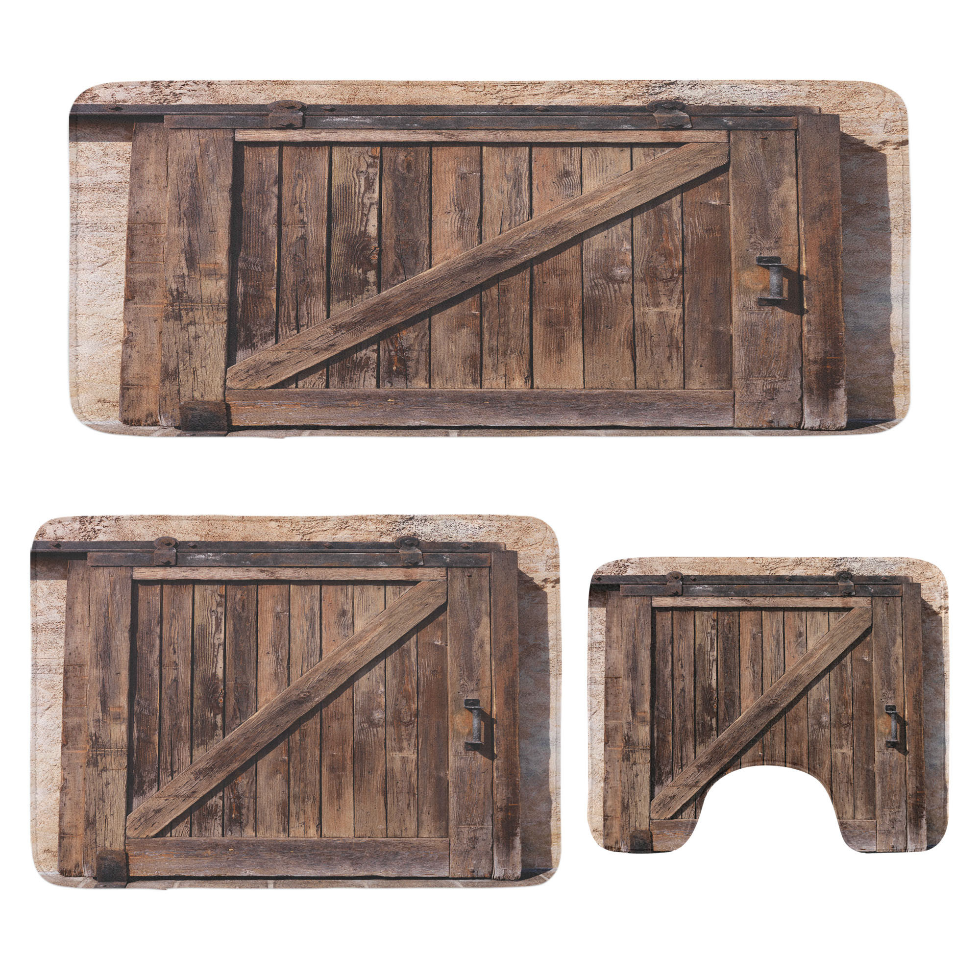 East Urban Home Rustic Bathroom Rug Set 3 Pieces U-Shape & Rectangle ...