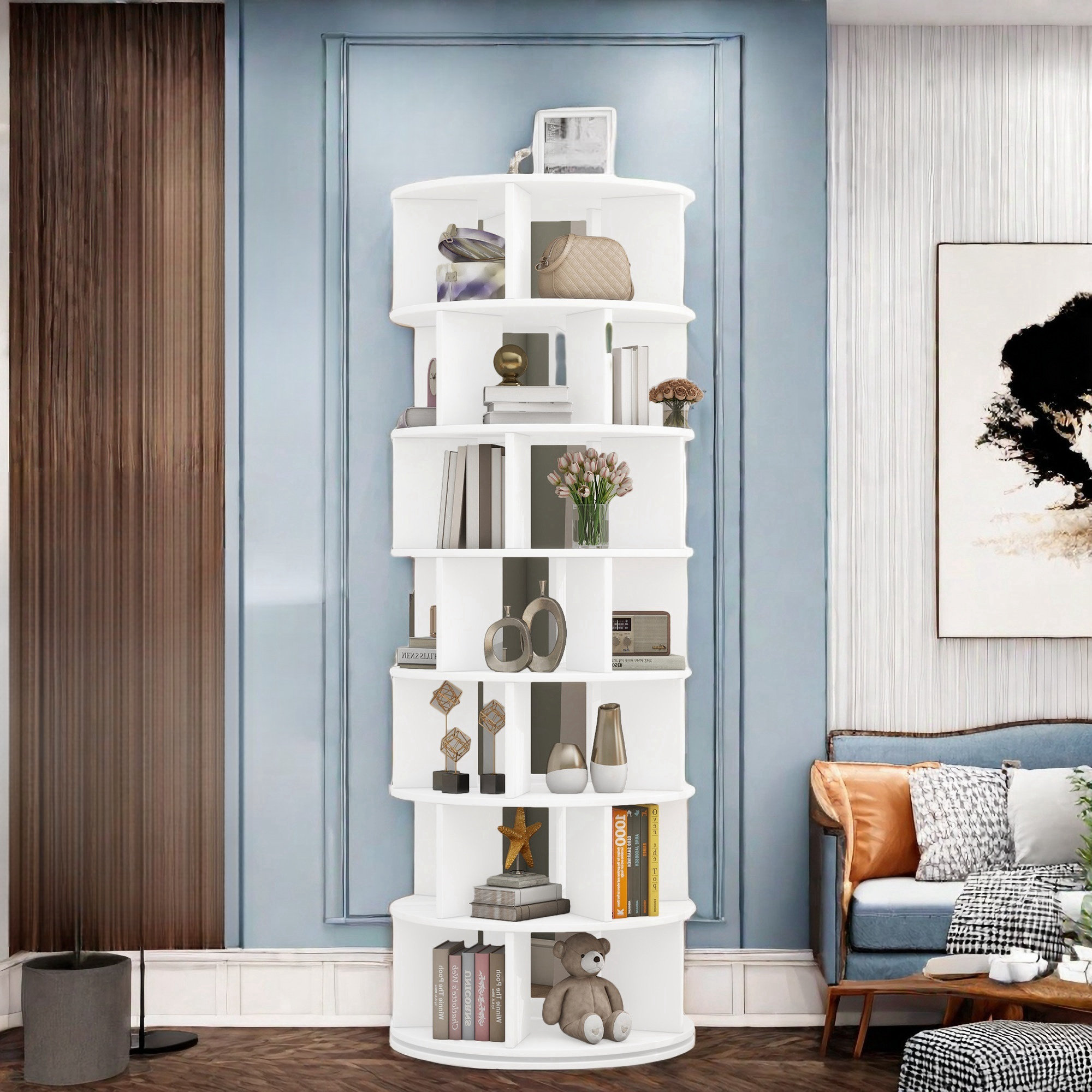 Hokku Designs 360° Rotating Shoe Rack Tower With 7-tier Spinning Shoe ...