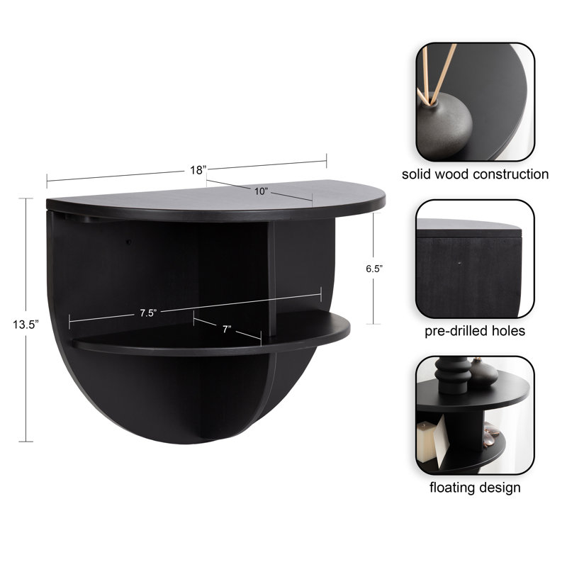 Millwood Pines Balmuth Half-Circle Wooden Floating Side Table | Wayfair