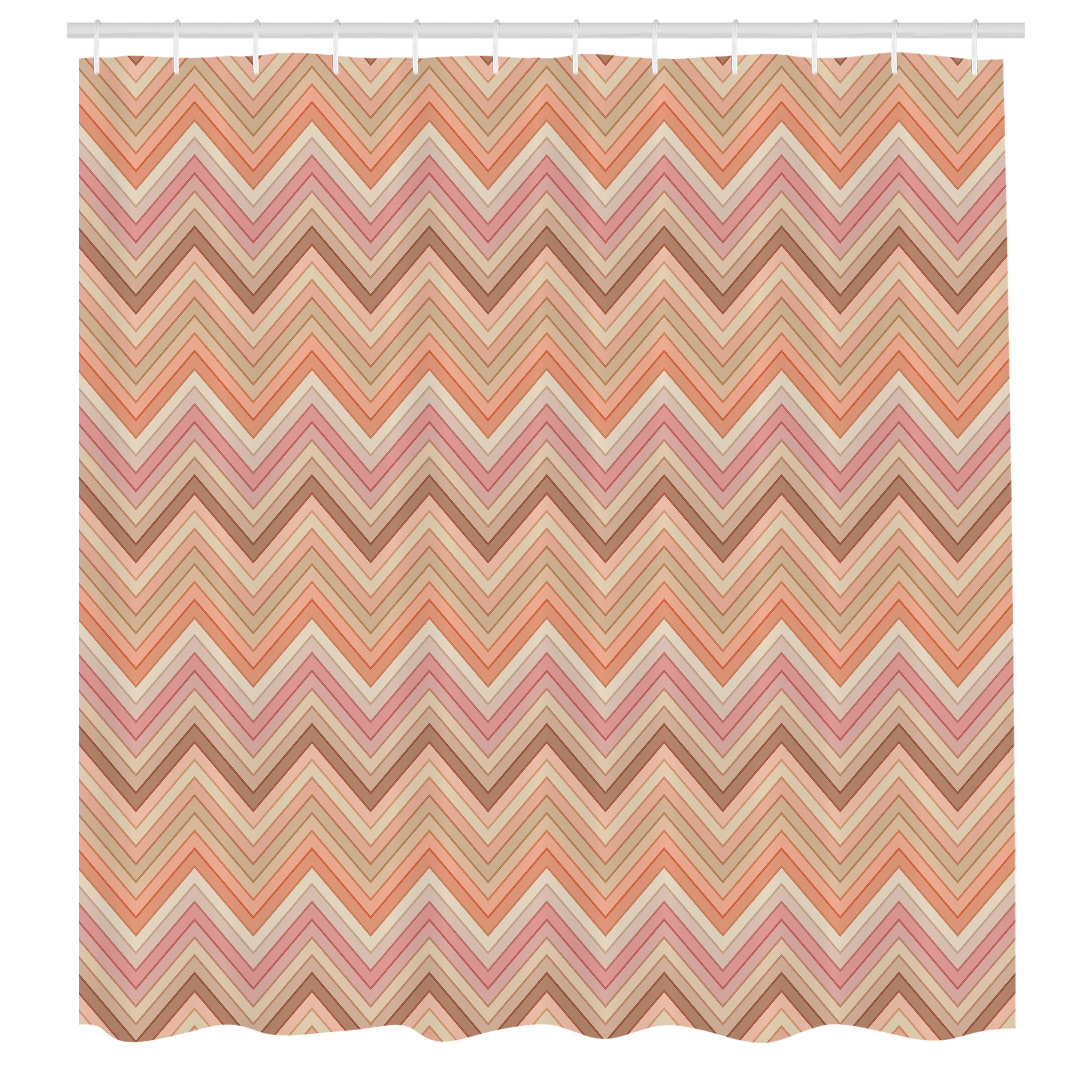 East Urban Home Peach Shower Curtain Zigzag Vintage Design Multicolor ...