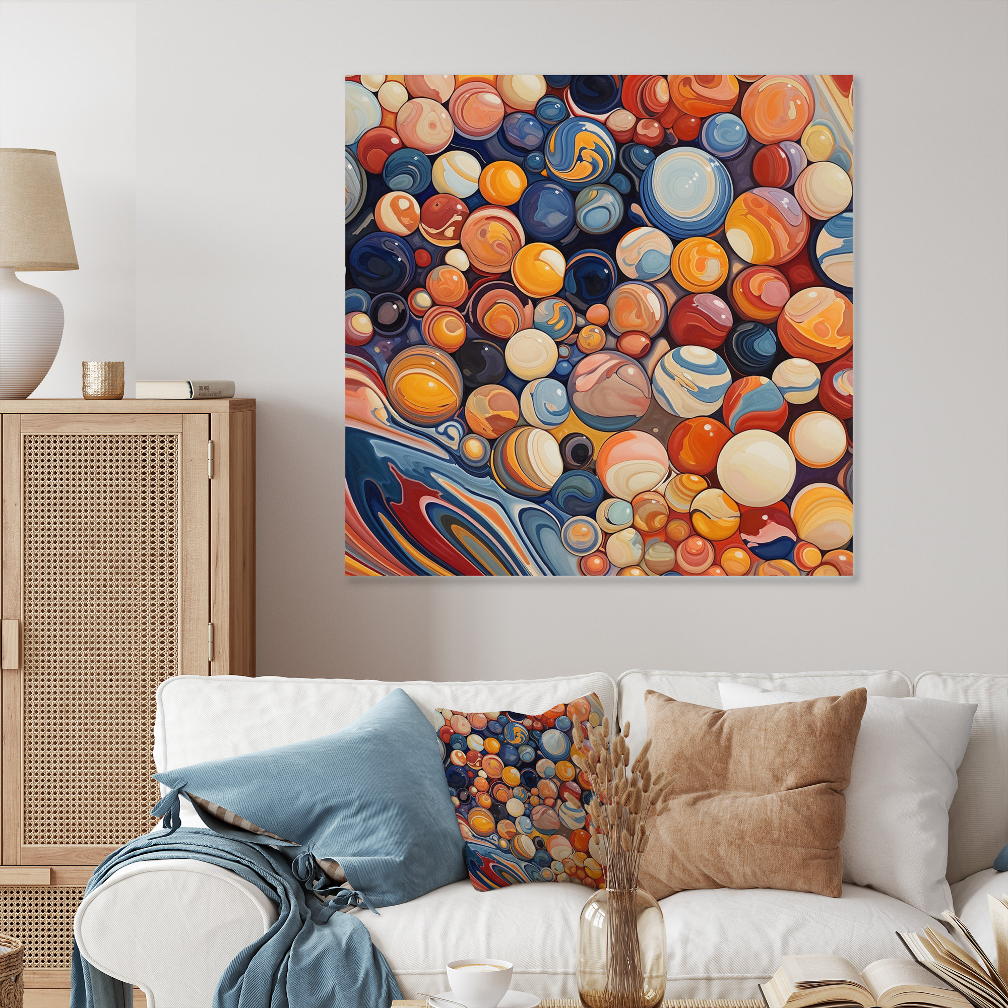 Ebern Designs Mystical Marbles I - Abstract Shapes Print on Metal | Wayfair