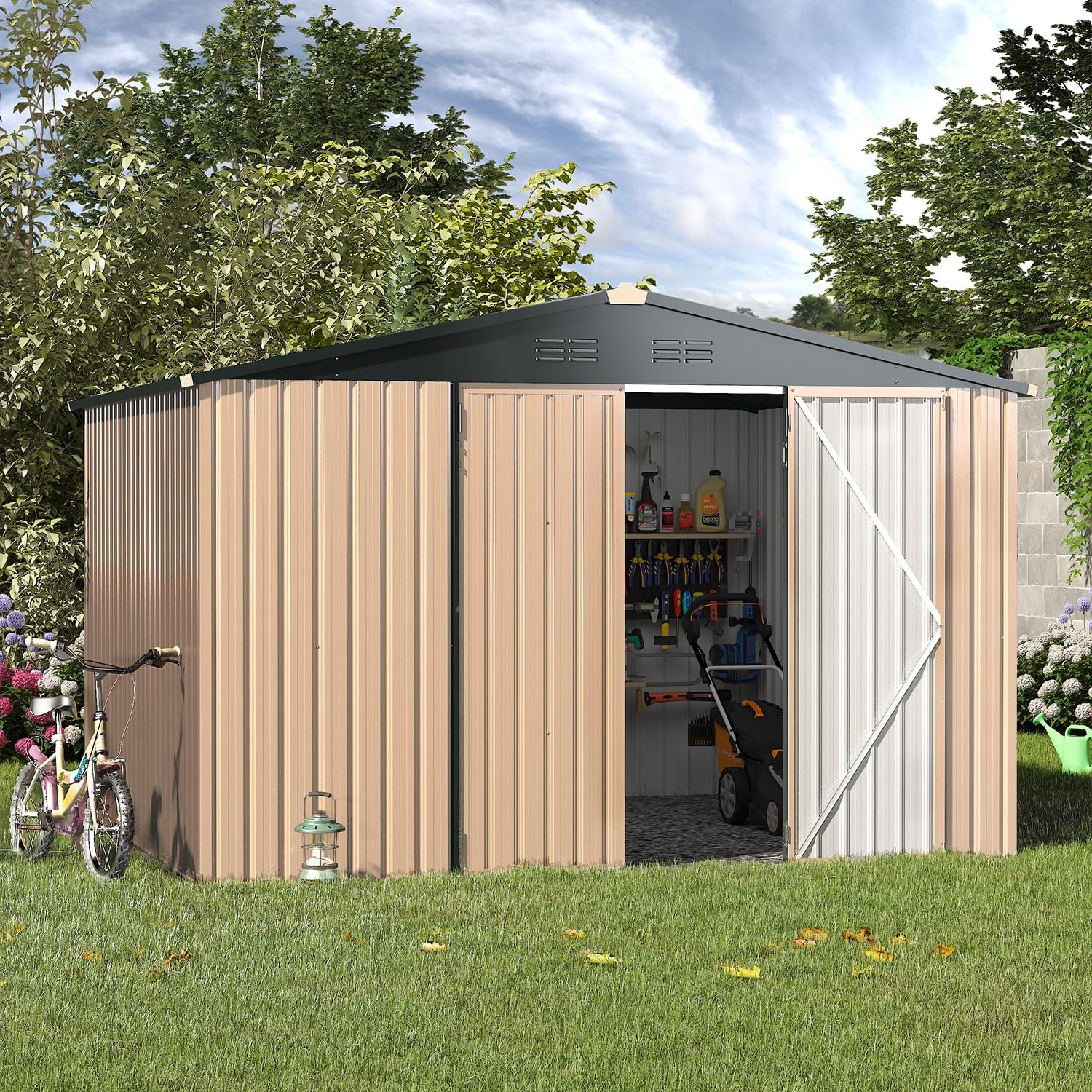 YODOLLA 7 ft. W X 7 ft. D Galvanized Steel Storage Shed & Reviews | Wayfair