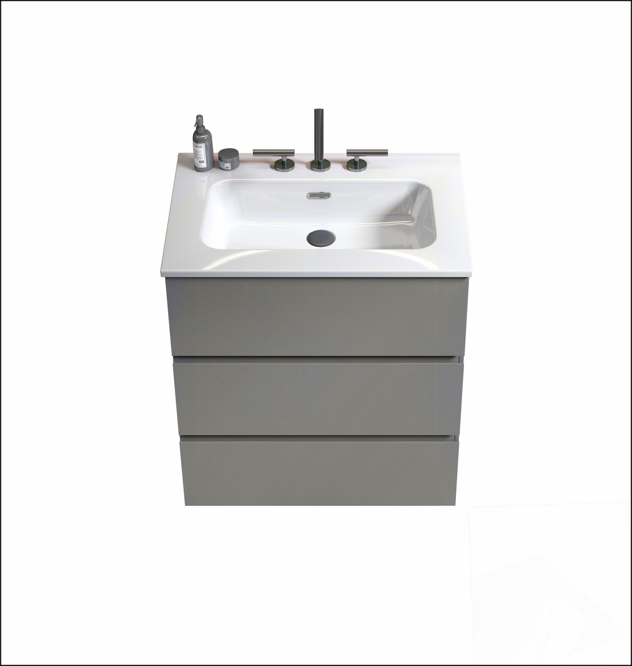 Ebern Designs 24" Gray Bathroom Vanity with Sink with 3 Faucet Holes ...
