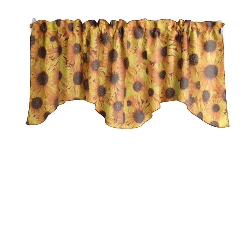 lovemyfabric Sunflowers Print Scalloped Window Valance | Wayfair