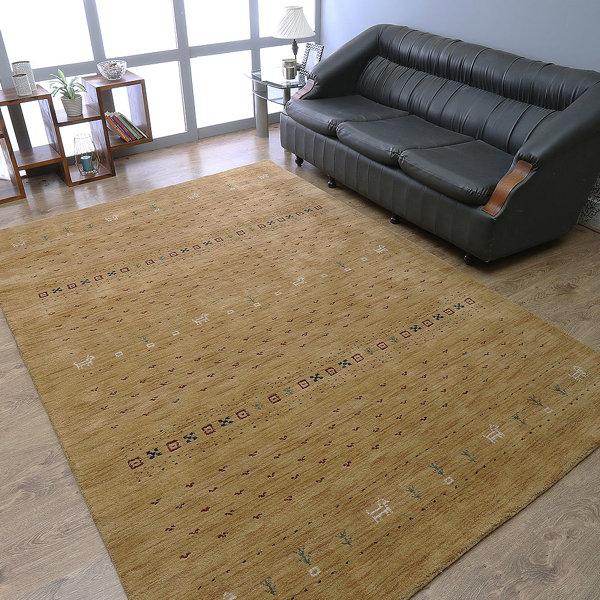 Union Rustic Tapis doré noué à la main Manns - Wayfair Canada