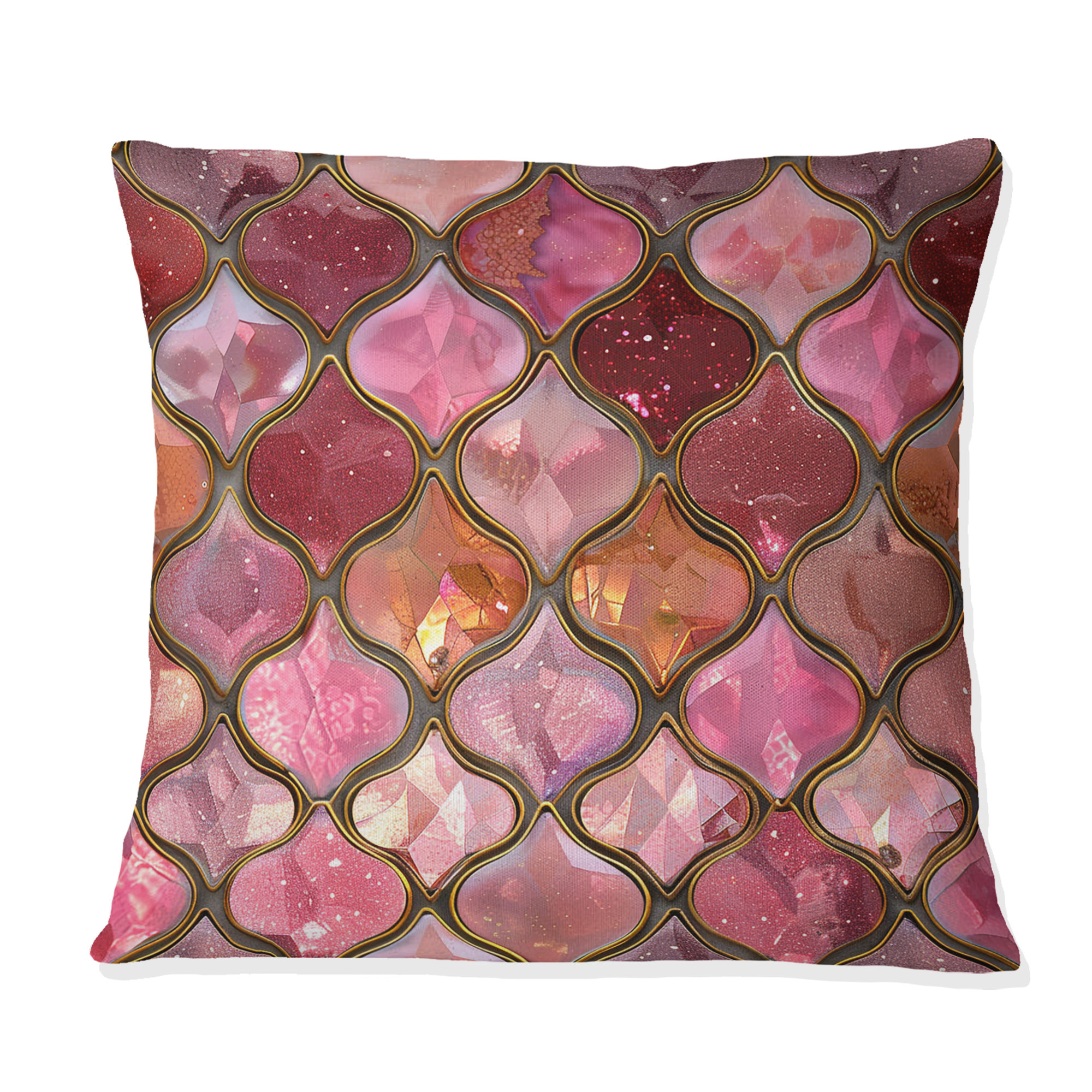 Design Art Pink Gold Glamour Glitter I - Modern Throw Pillow | Wayfair