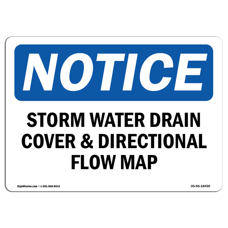 SignMission Storm Water Drain Cover & Directional Flow Map Sign | Wayfair