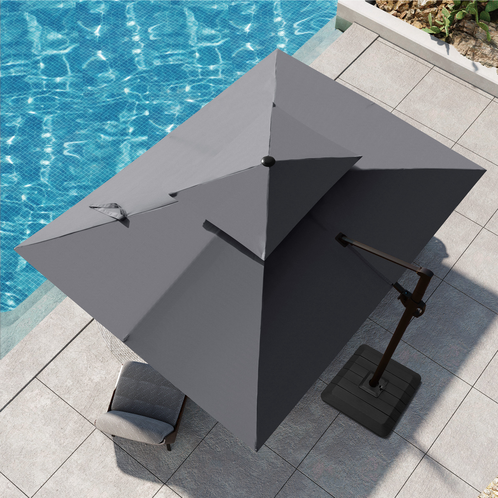 Arlmont & Co. 9' X 12' Rectangular Cantilever Umbrella, Counter Weights ...