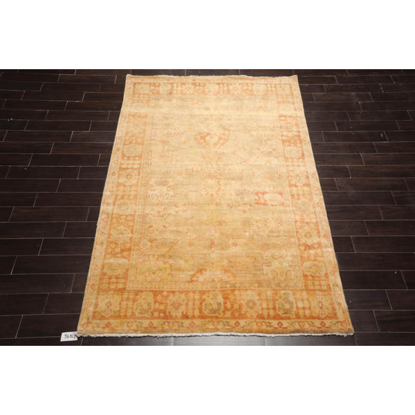 Bungalow Rose Handmade Hand-Knotted Wool Tan/Teracotta/Gold Rug | Wayfair