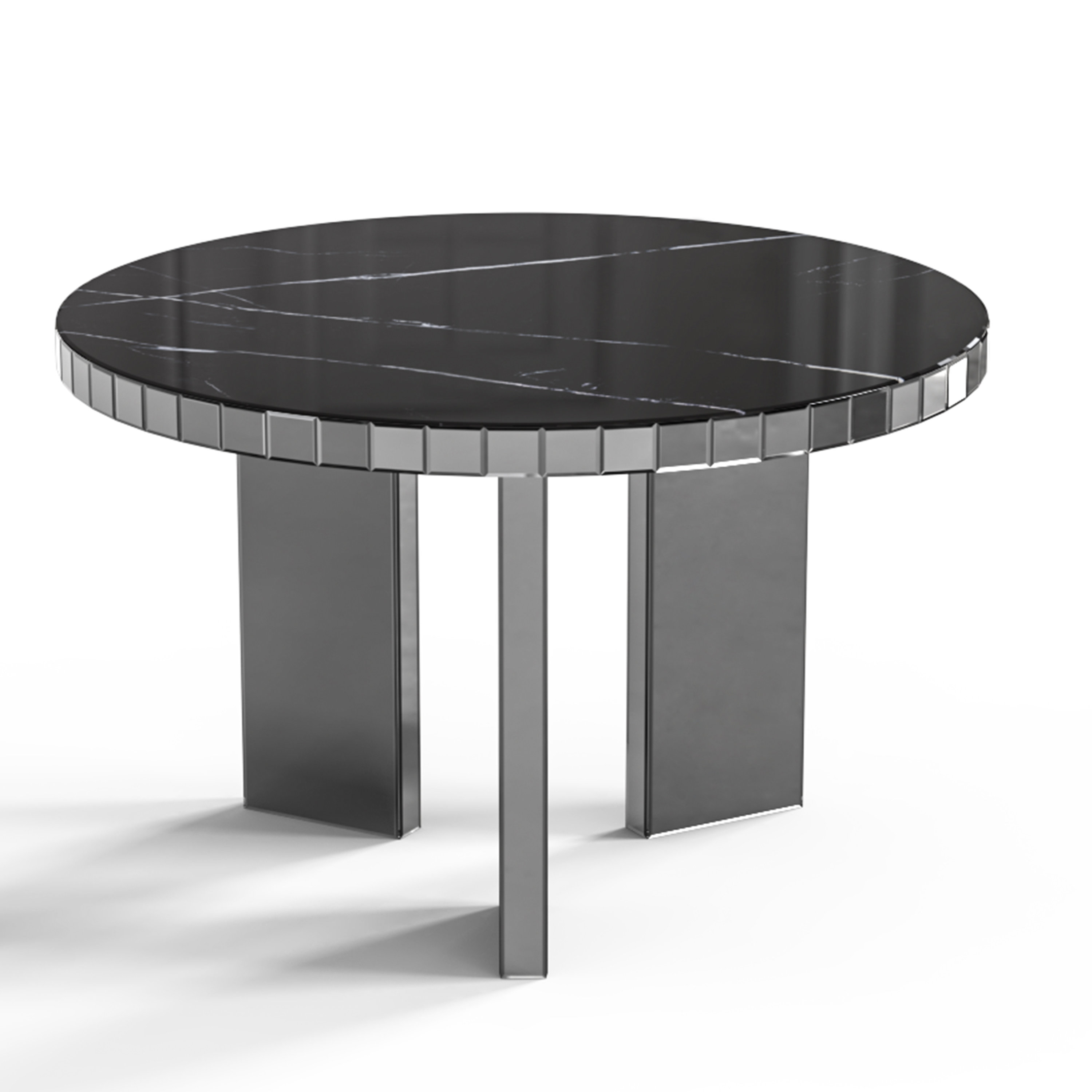 Everly Quinn Amla 48" Modern Dining Table Faux Marble Mirrored Top ...